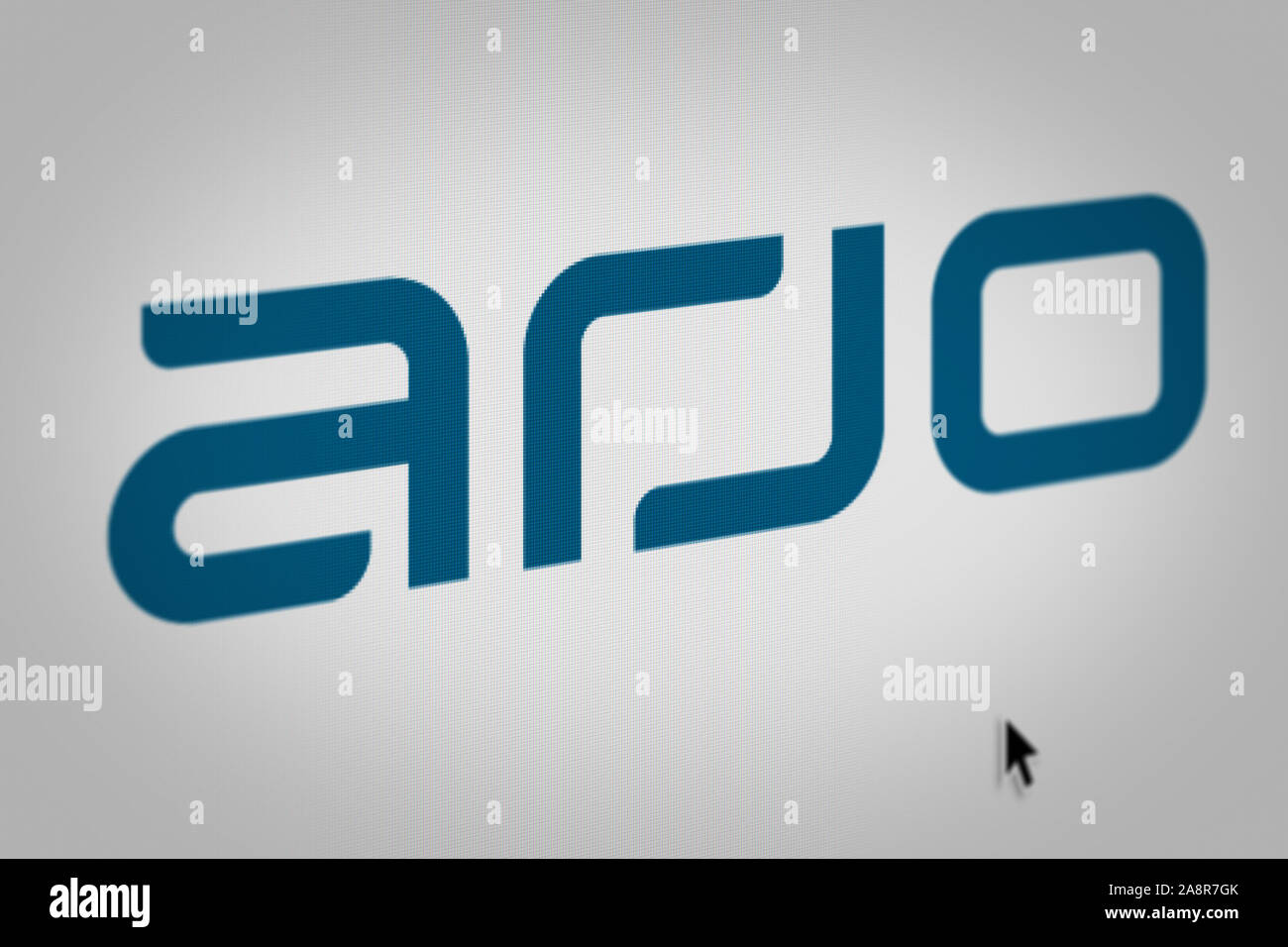 Logo of the public company Arjo displayed on a computer screen in close ...
