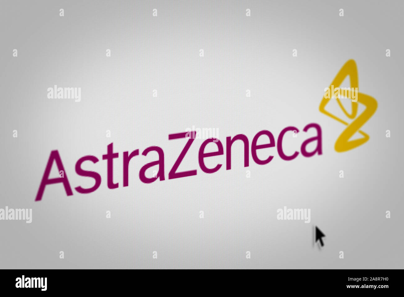 Logo of the public company AstraZeneca displayed on a computer screen ...