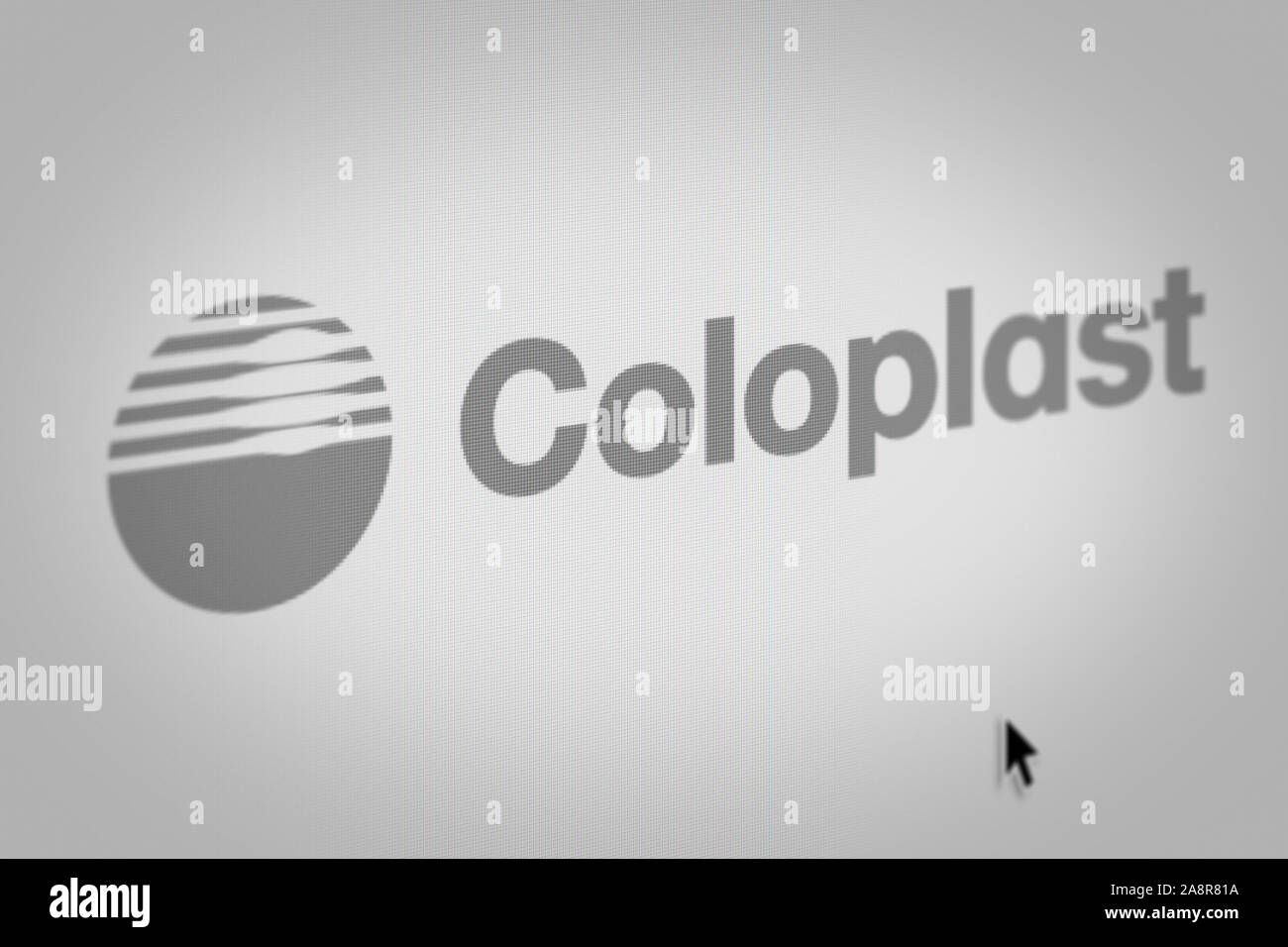 Logo of the public company Coloplast displayed on a computer screen in ...