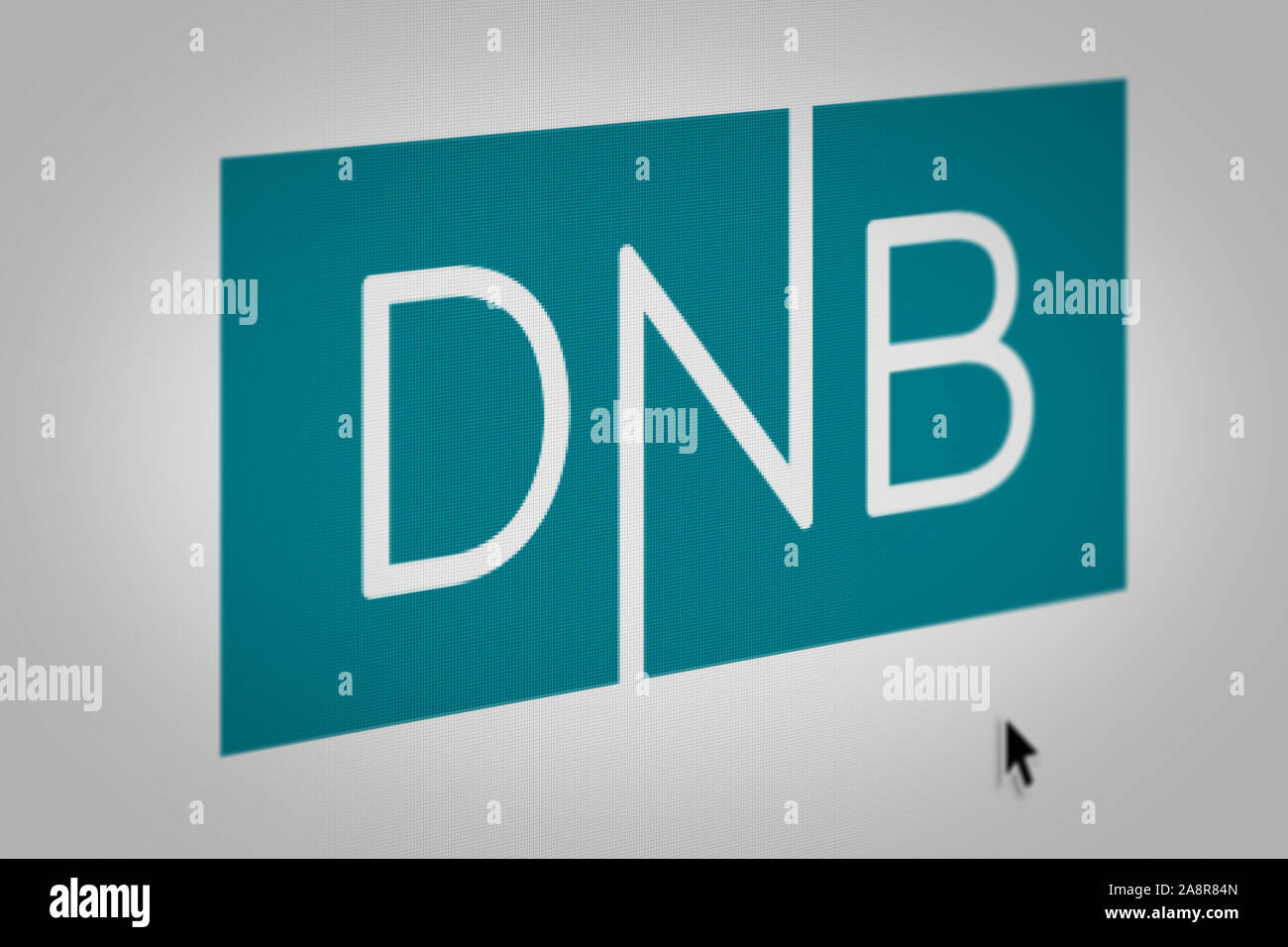 Logo of the public company DNB displayed on a computer screen in close ...