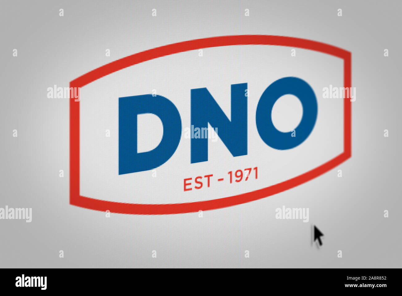 Logo of the public company DNO displayed on a computer screen in close ...