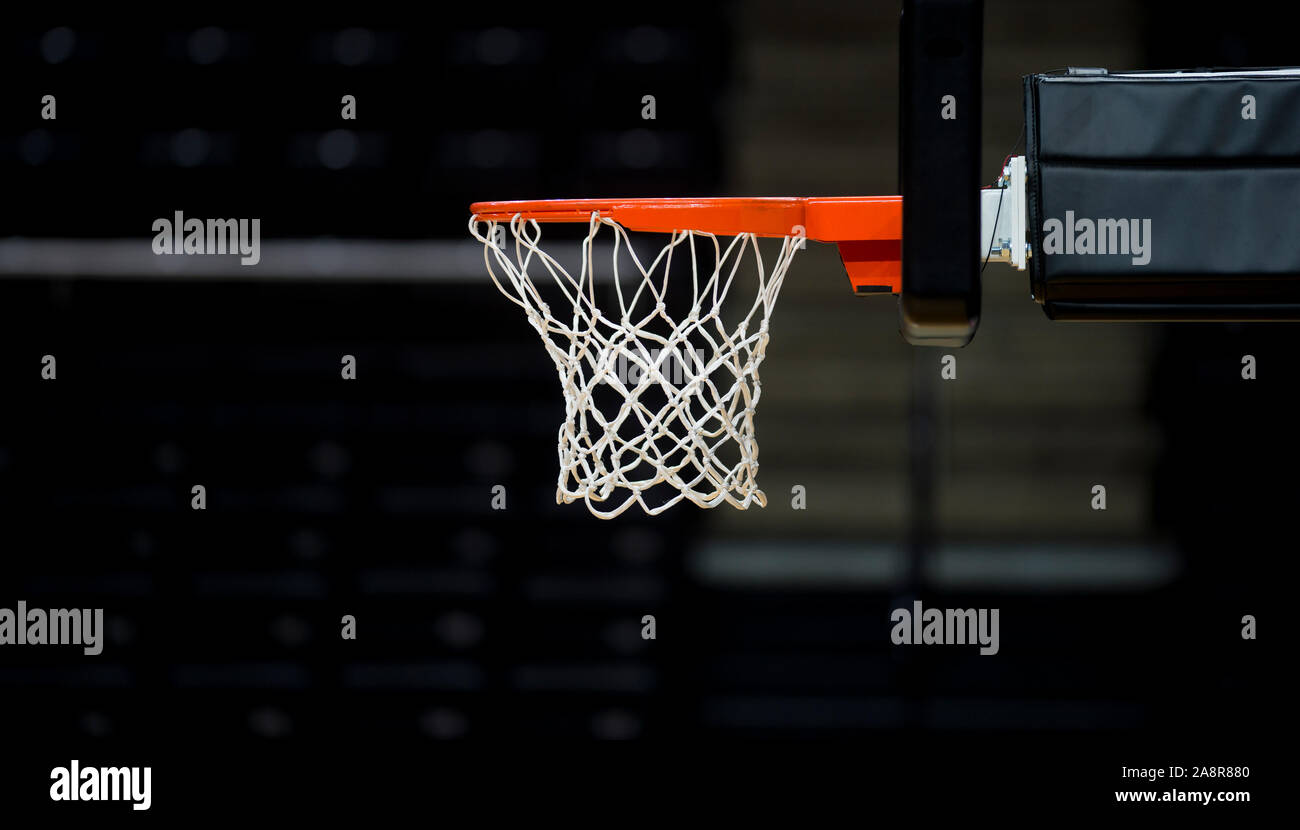 Basketball hoop isolated on black background Stock Photo - Alamy