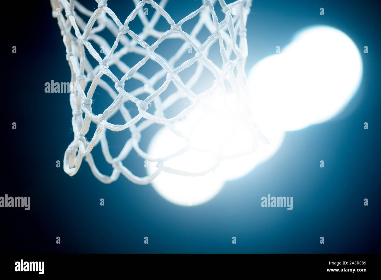 Empty Swooshing Basketball Net Close Up with Dark Background Stock ...