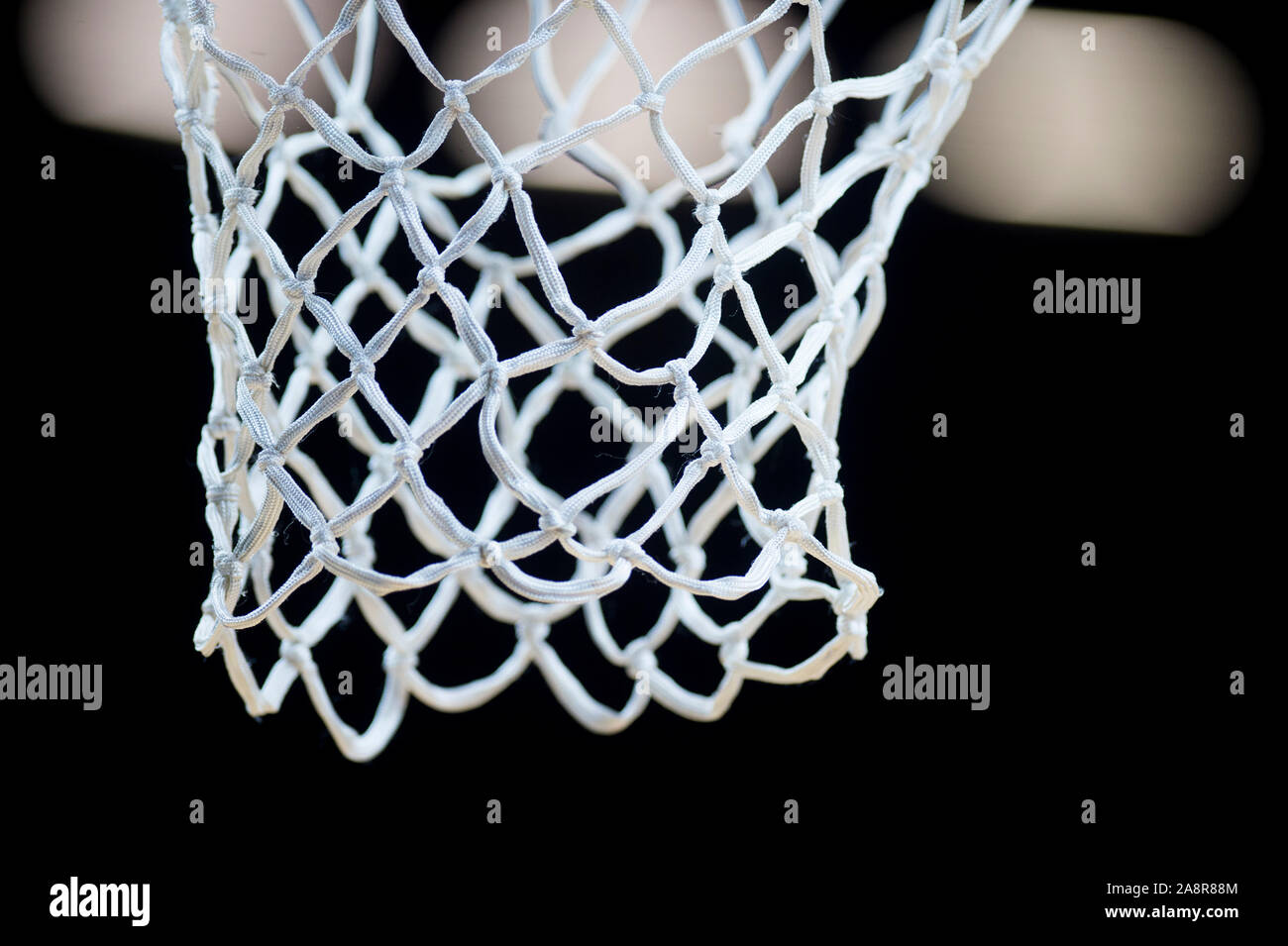 Empty Swooshing Basketball Net Close Up with Dark Background Stock ...