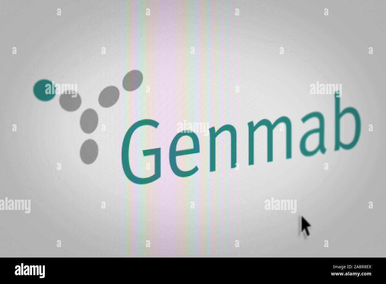 Logo of the public company Genmab displayed on a computer screen in ...
