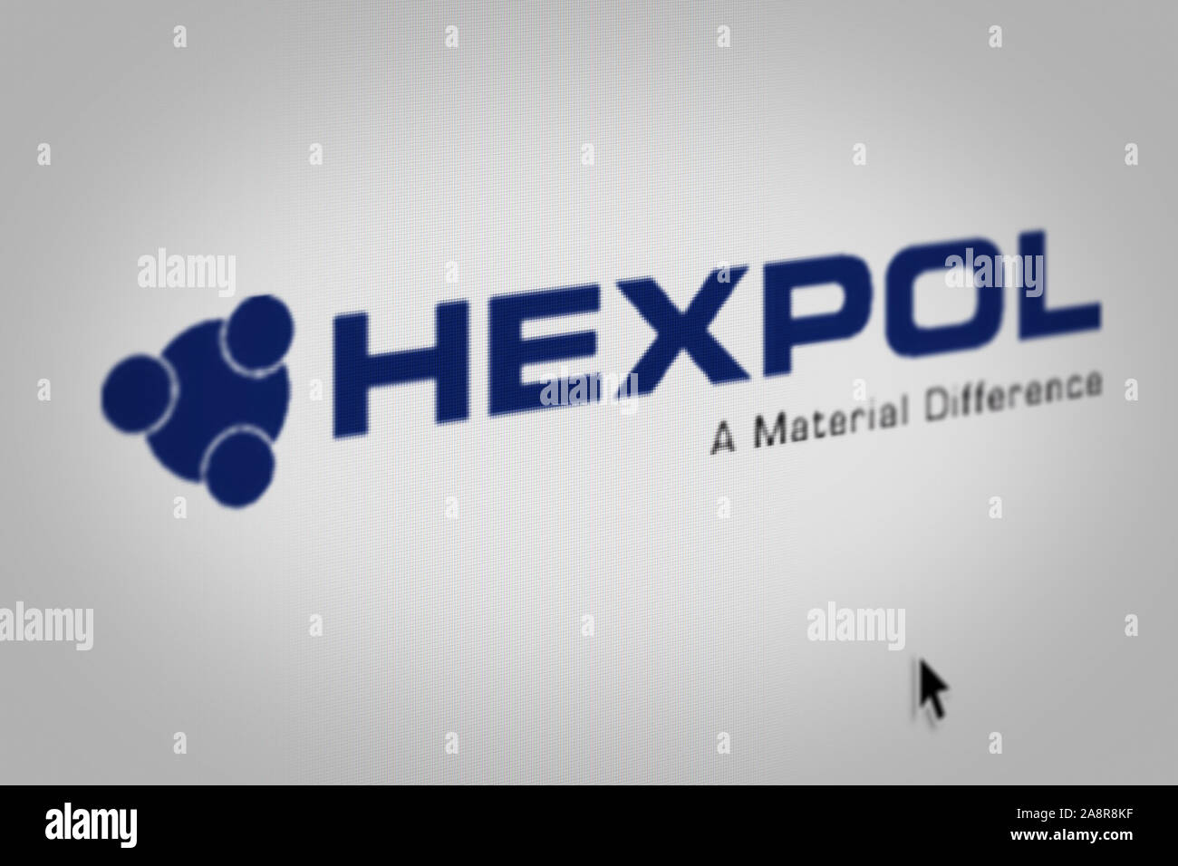 Logo of the public company Hexpol displayed on a computer screen in ...