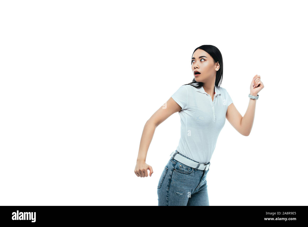 Woman Running Away Scared