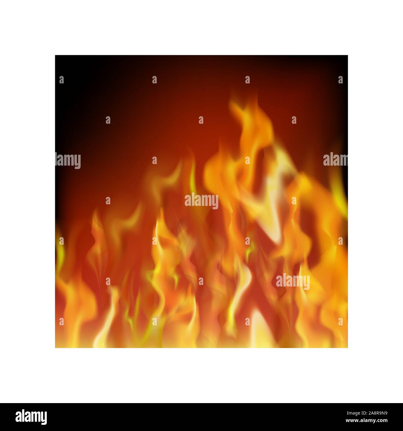 Flame Isolated over Black Background. Hot Red and Yellow Burning Fire ...