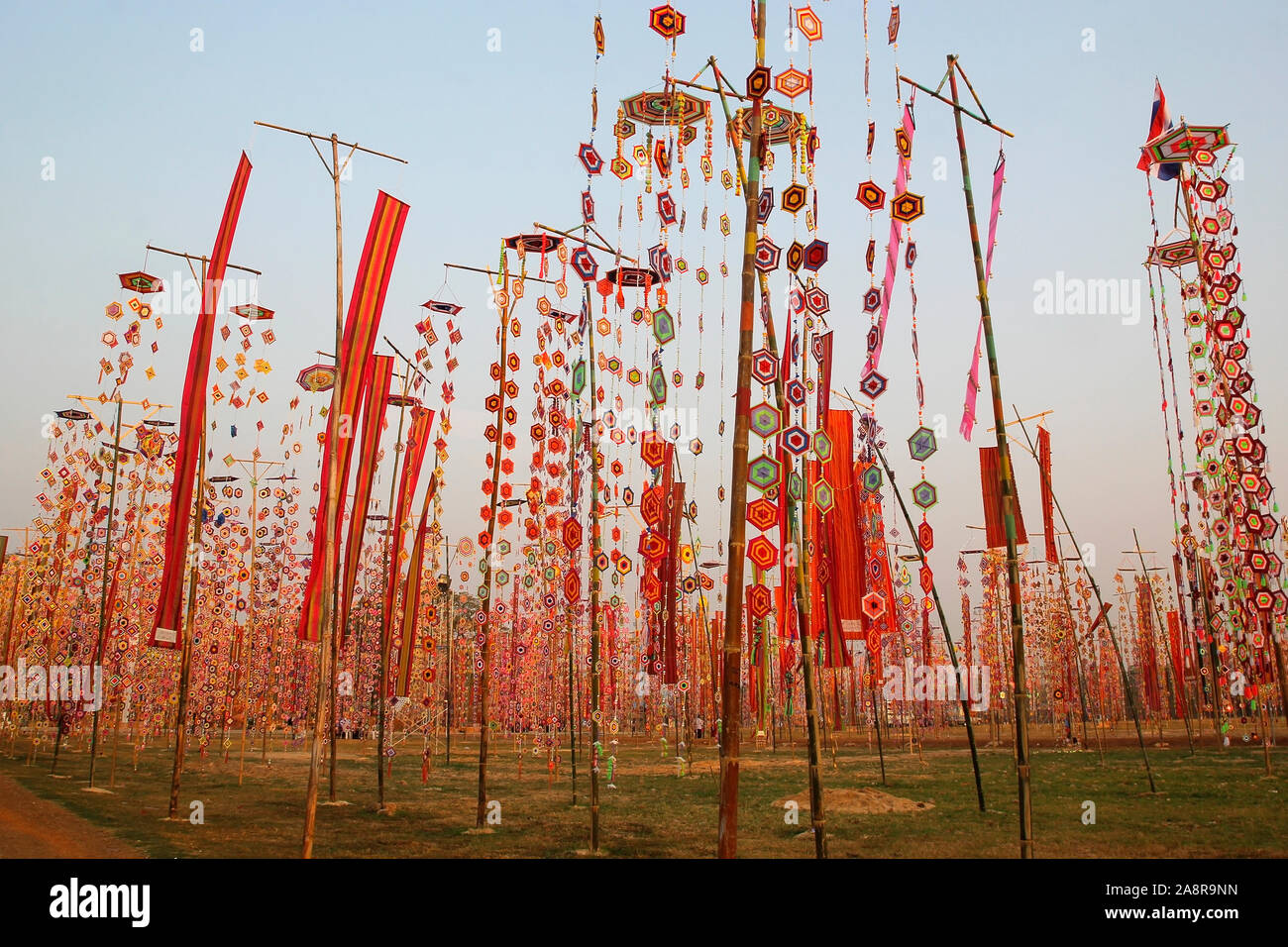 colorful tung flag with beautiful sky background Stock Photo - Alamy