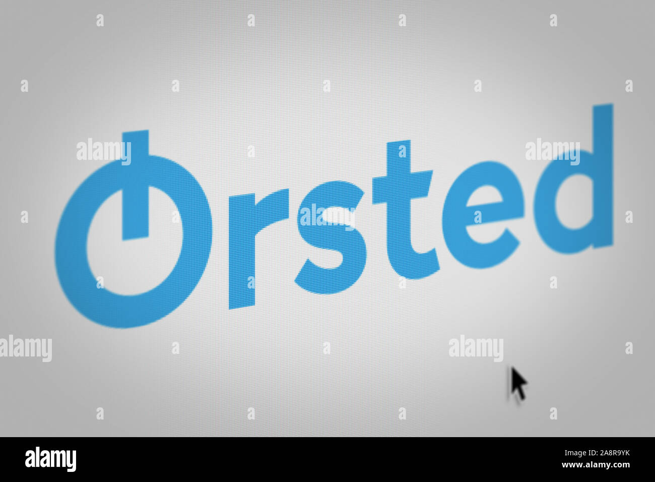 Logo of the public company Ørsted displayed on a computer screen in ...