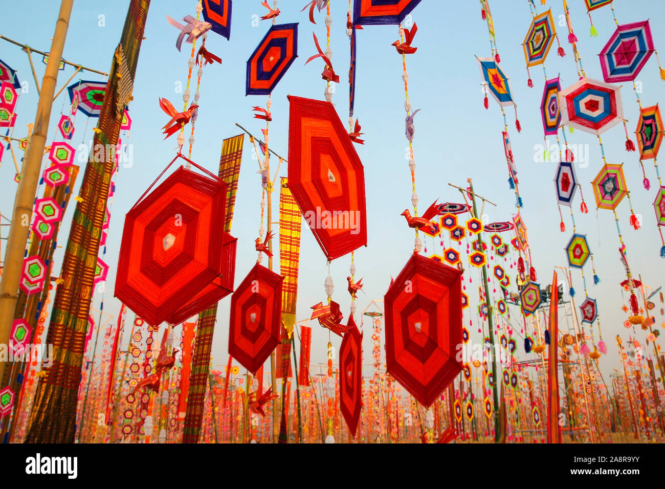colorful tung flag with beautiful sky background Stock Photo - Alamy