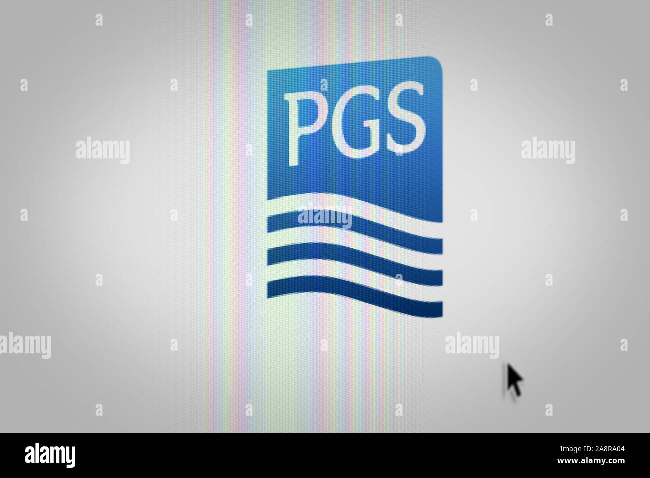 Logo of the public company PGS displayed on a computer screen in close ...
