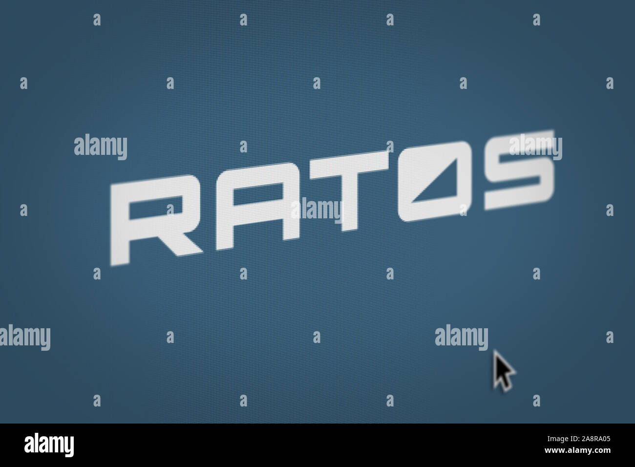 Logo of the public company Ratos displayed on a computer screen in ...