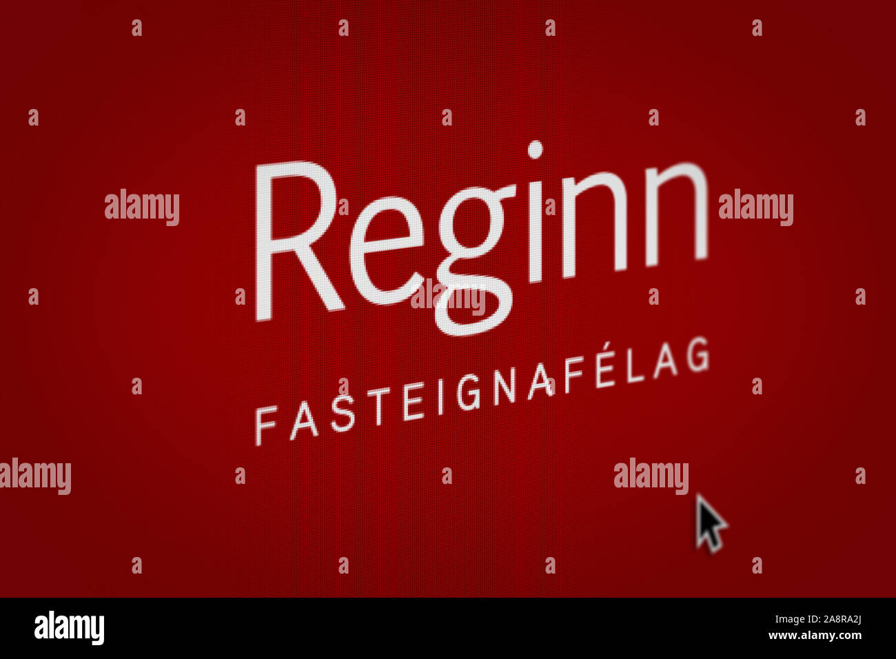 Logo of the public company Reginn displayed on a computer screen in ...