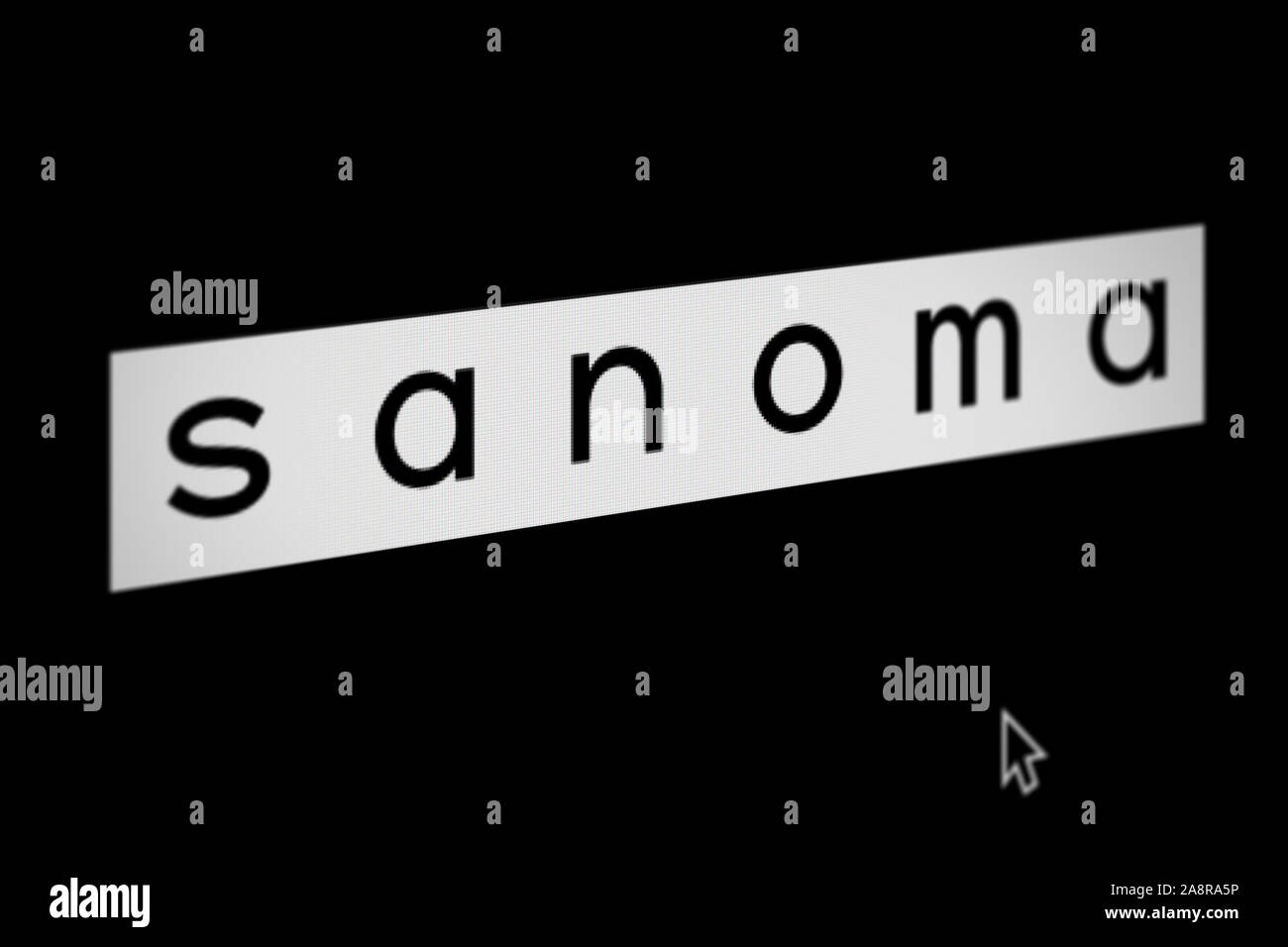 Logo of the public company Sanoma displayed on a computer screen in ...