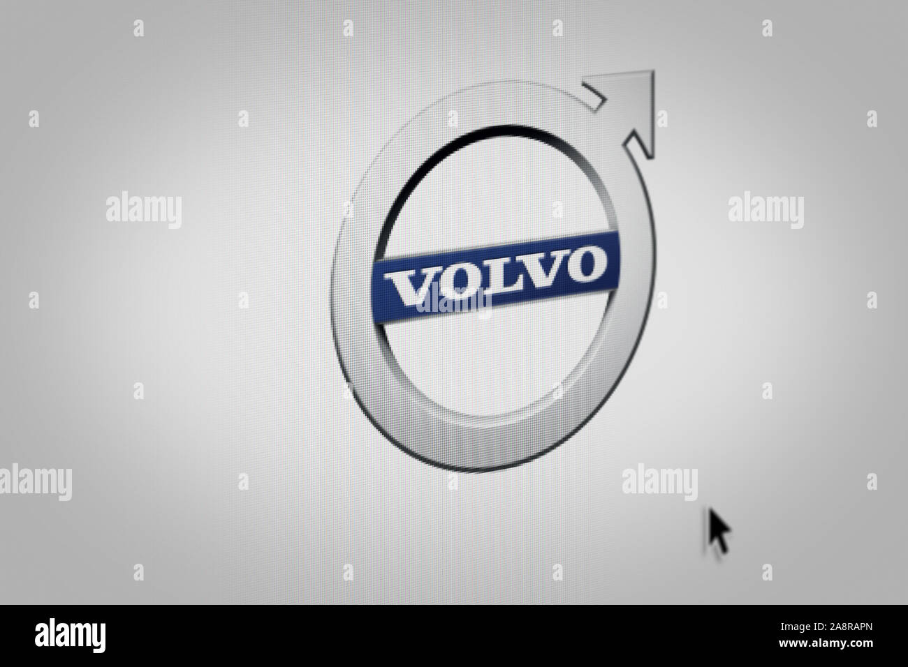 Logo of the public company Volvo displayed on a computer screen in ...
