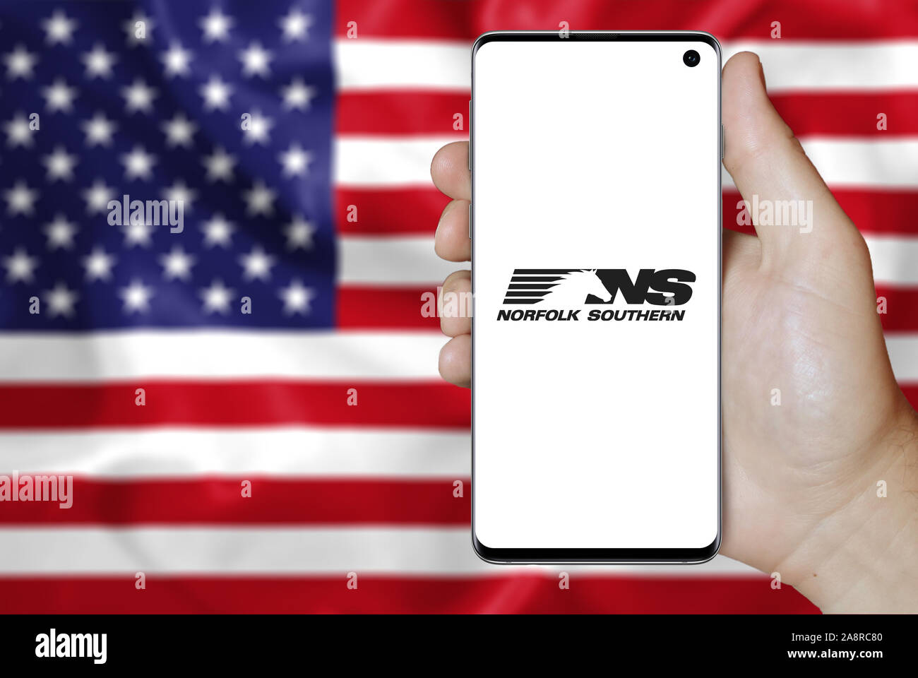 Logo of public company Norfolk Southern Corp. displayed on a smartphone ...