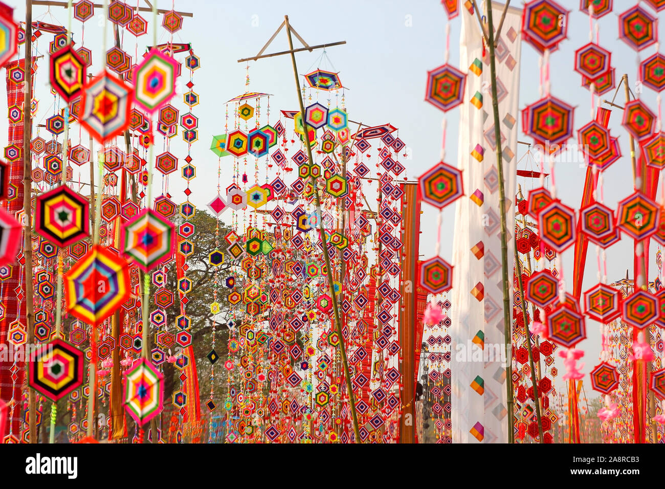 colorful tung flag with beautiful sky background Stock Photo - Alamy