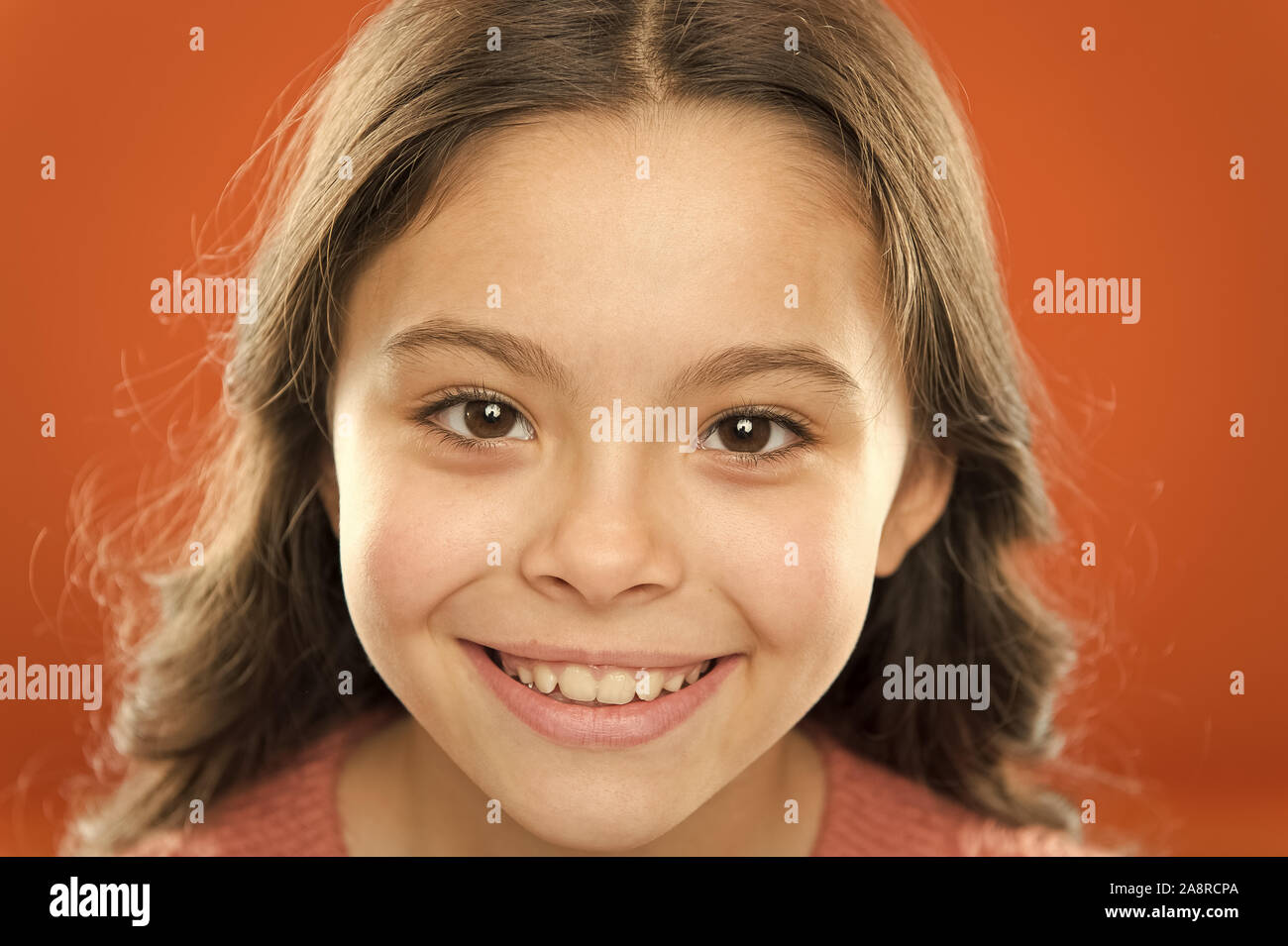 Be positive and keep smiling. Small child with cheerful smiling face ...