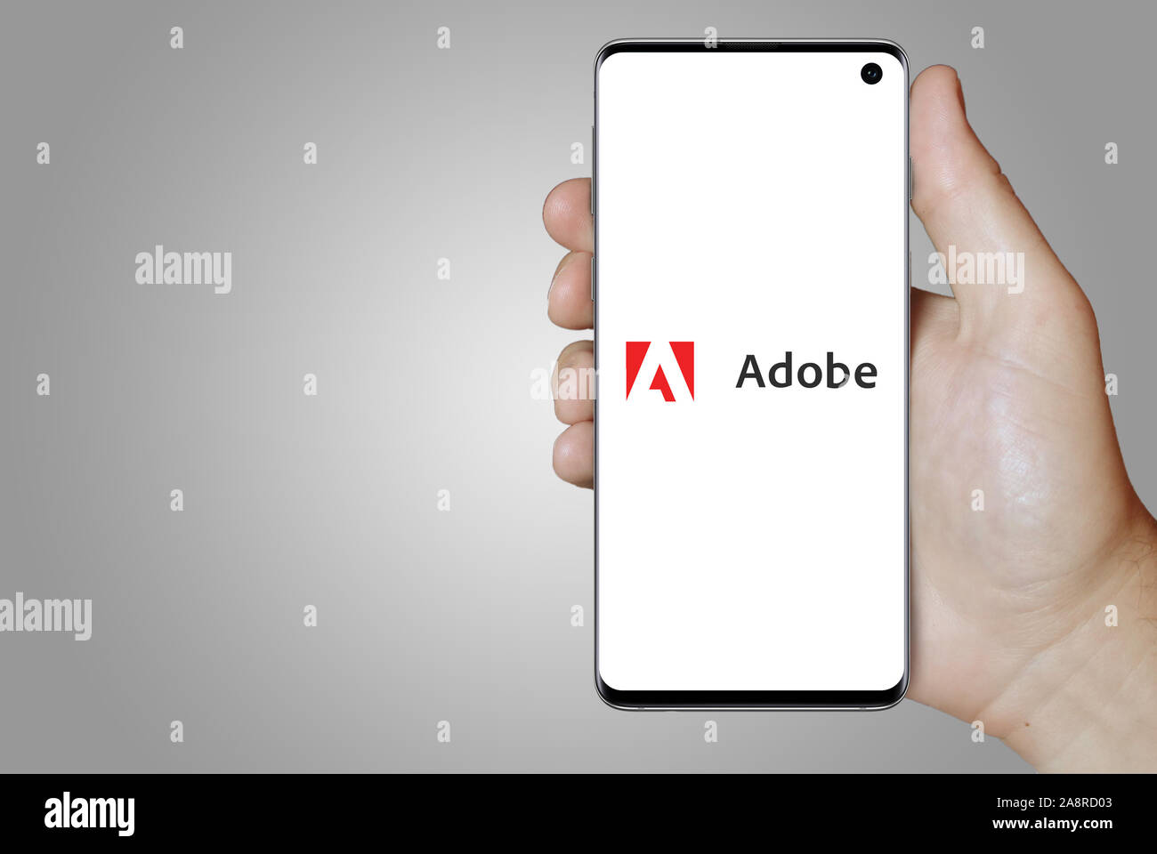 Logo of public company Adobe Systems Inc displayed on a smartphone ...