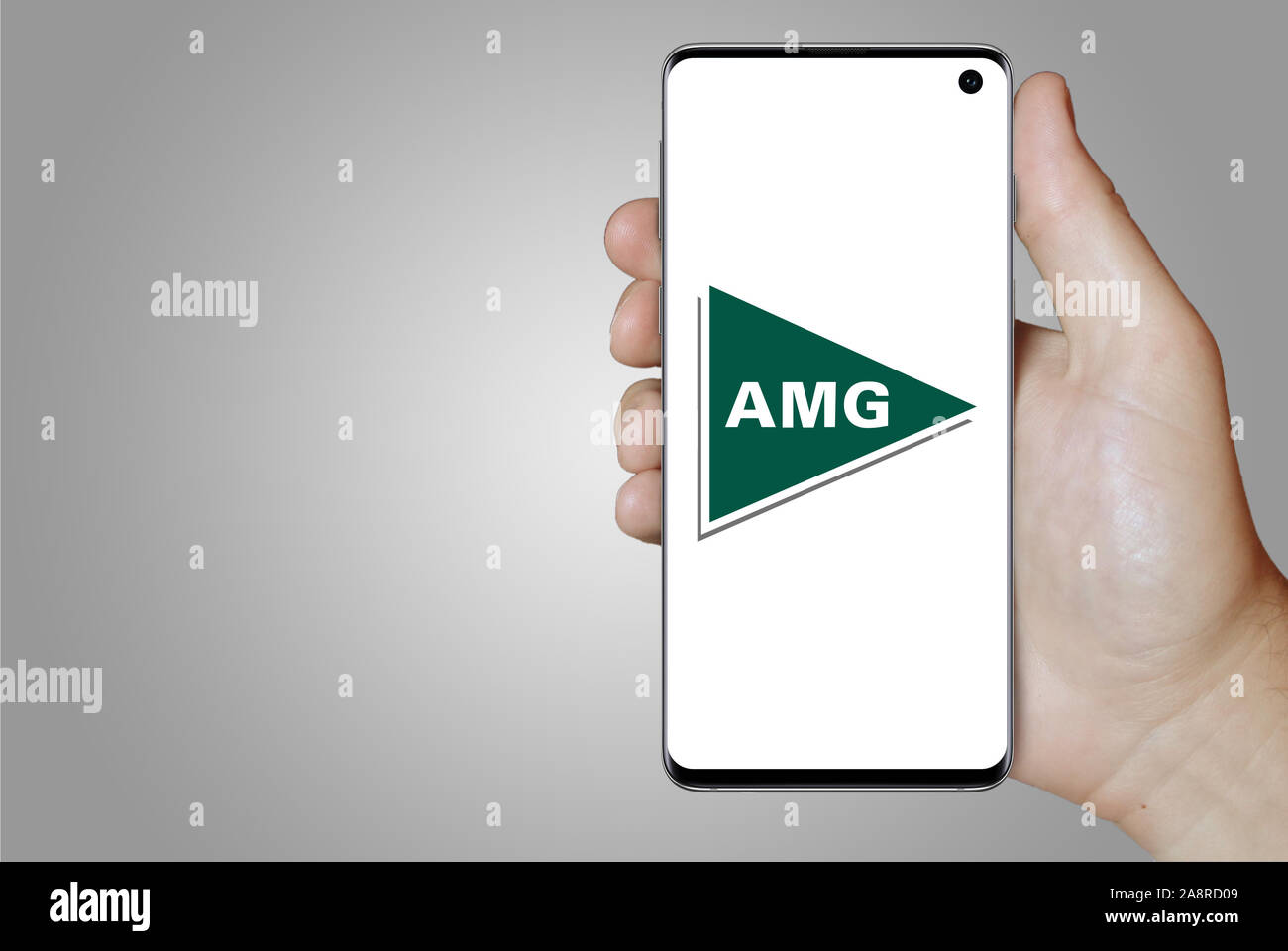 Logo of public company Affiliated Managers Group Inc displayed on a ...