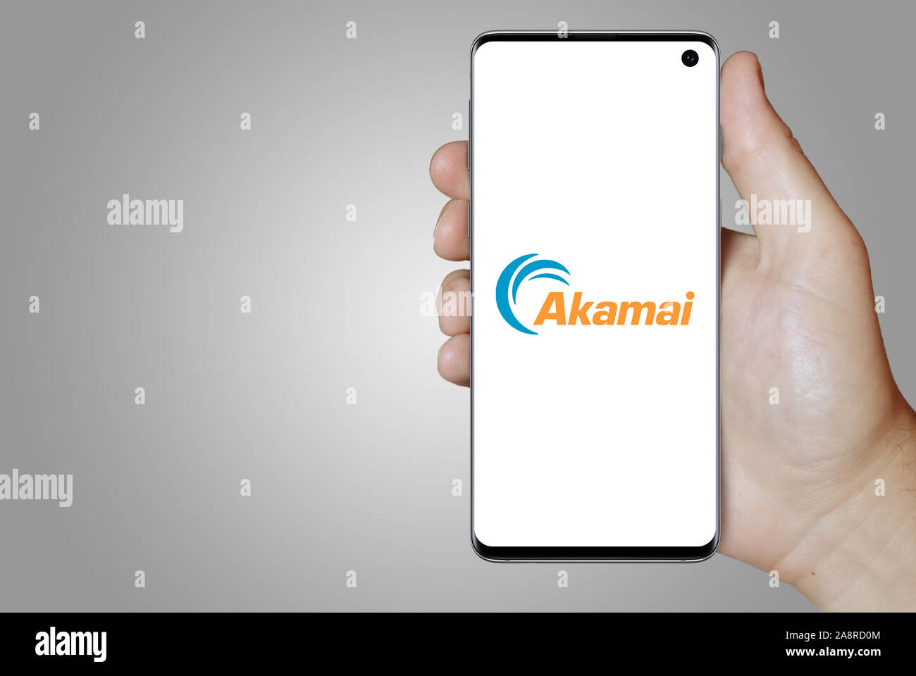 Logo of public company Akamai Technologies Inc displayed on a ...