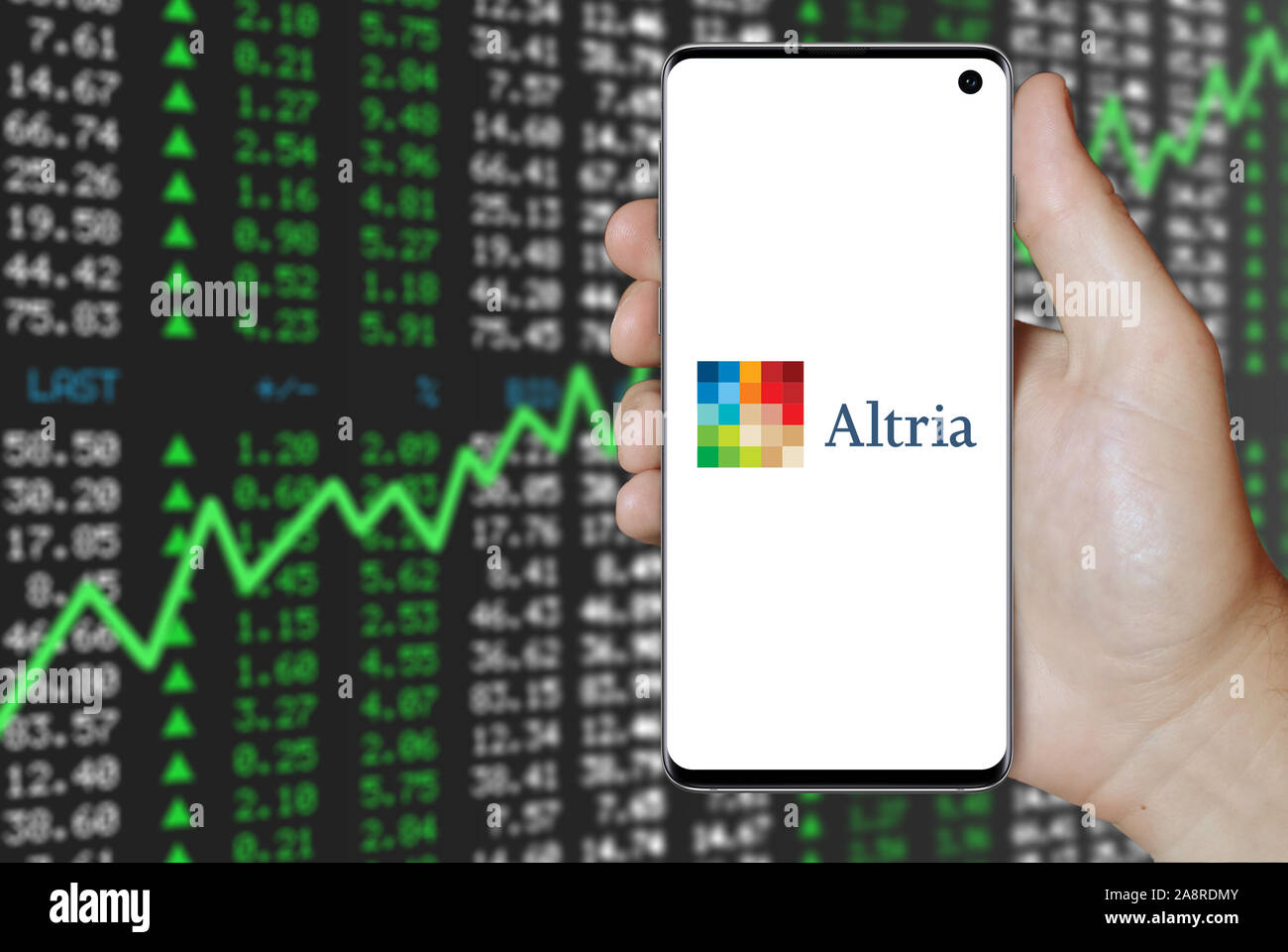 Logo of public company Altria Group Inc displayed on a smartphone ...