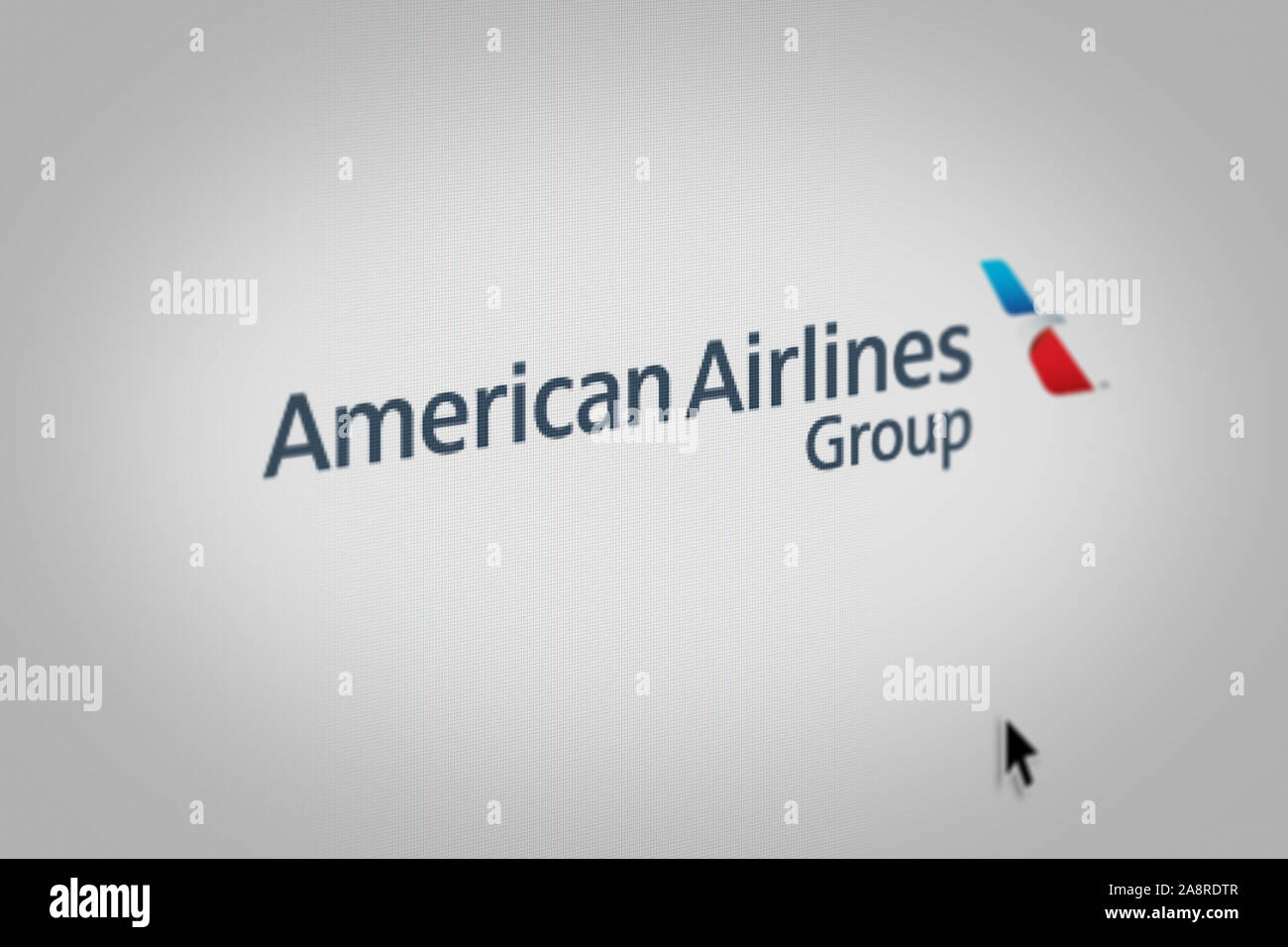 Logo of the public company American Airlines Group displayed on a ...