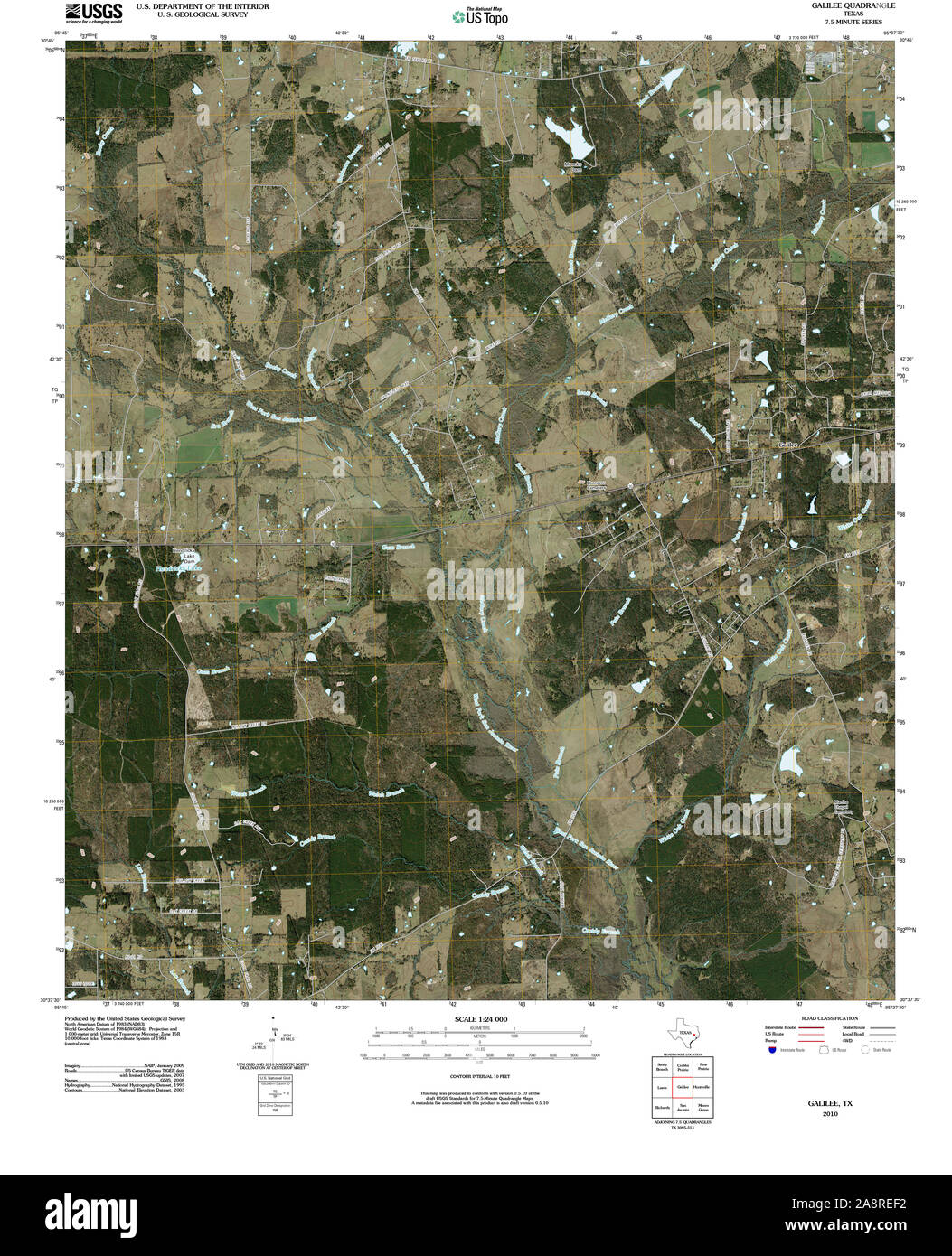 USGS TOPO Map Texas TX Galilee 20100325 TM Restoration Stock Photo - Alamy