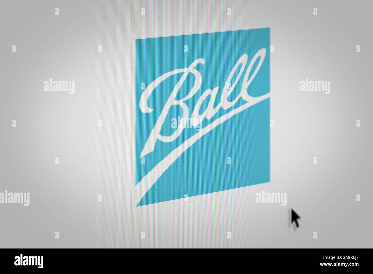Logo of the public company Ball Corp displayed on a computer screen in ...