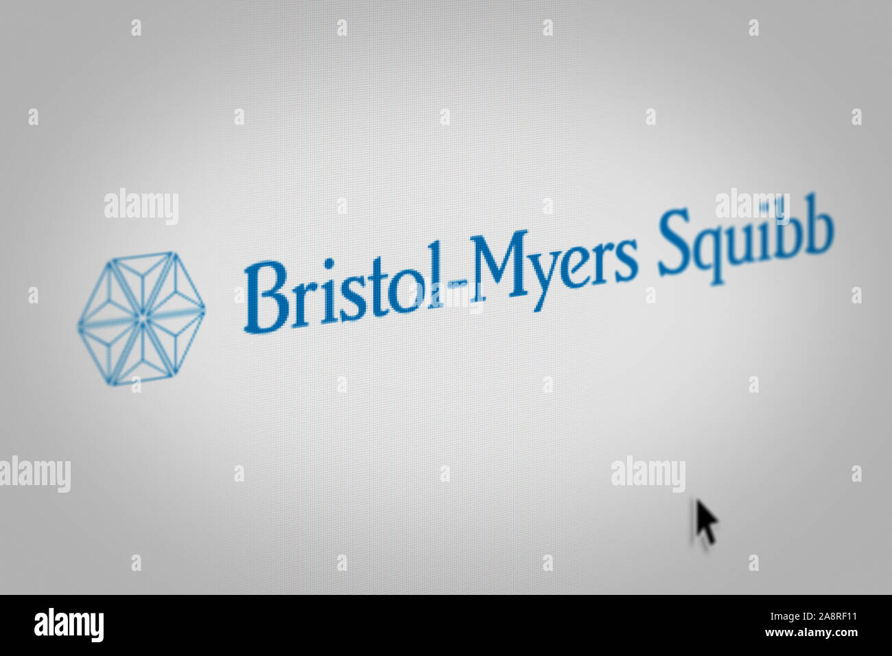 Logo of the public company Bristol-Myers Squibb displayed on a computer ...