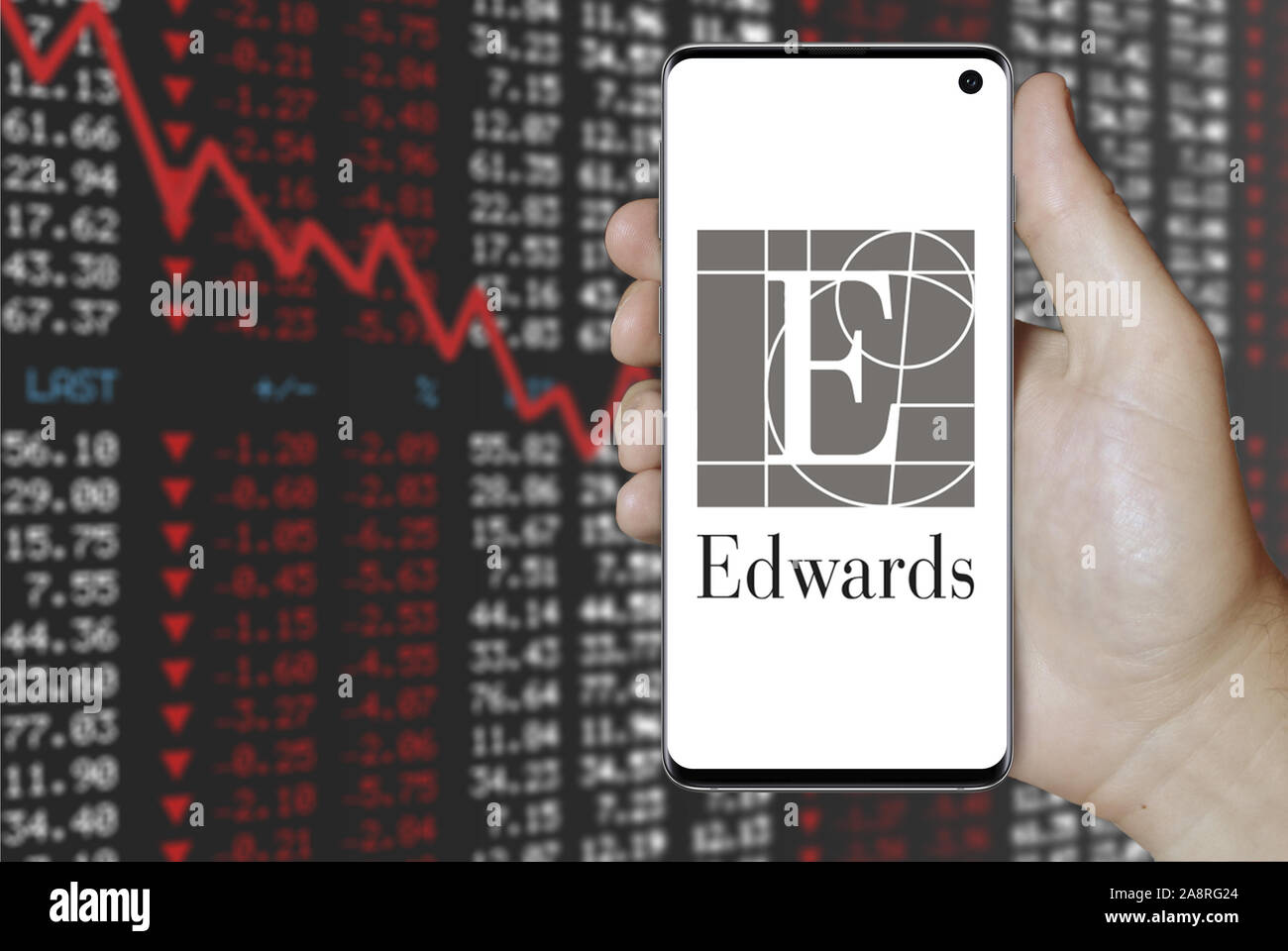 Logo of public company Edwards Lifesciences displayed on a smartphone ...