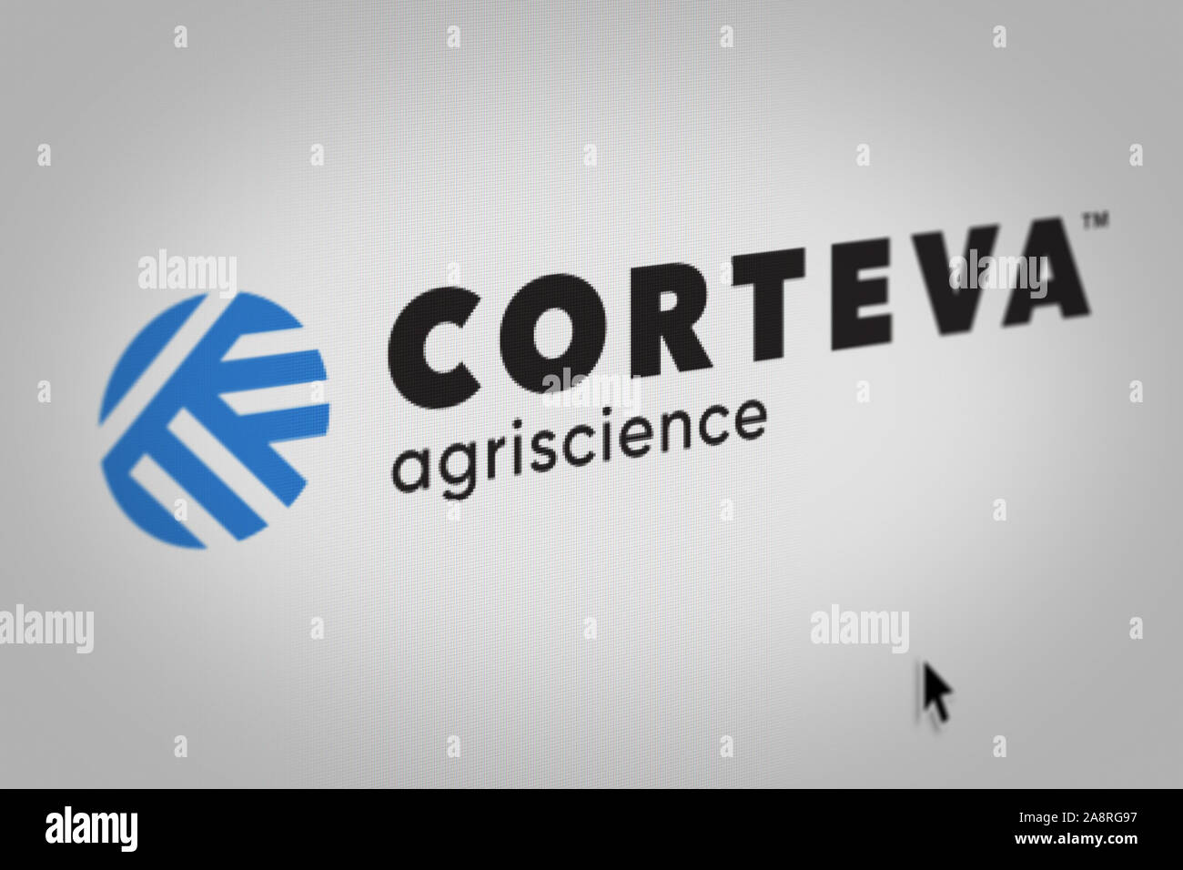 Logo of the public company Corteva displayed on a computer screen in ...