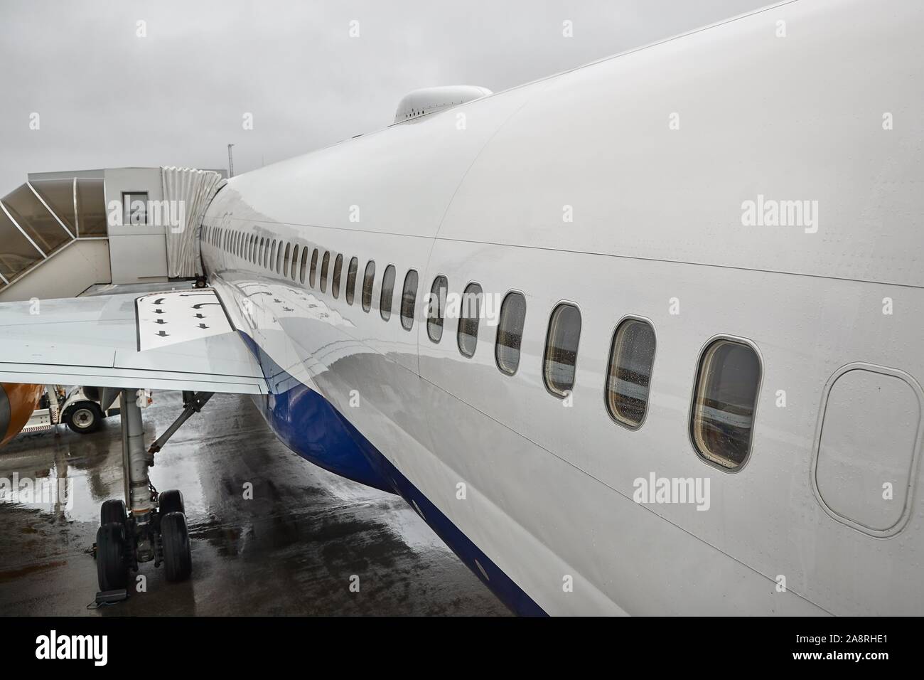Airliner fuselage closeup Stock Photo - Alamy