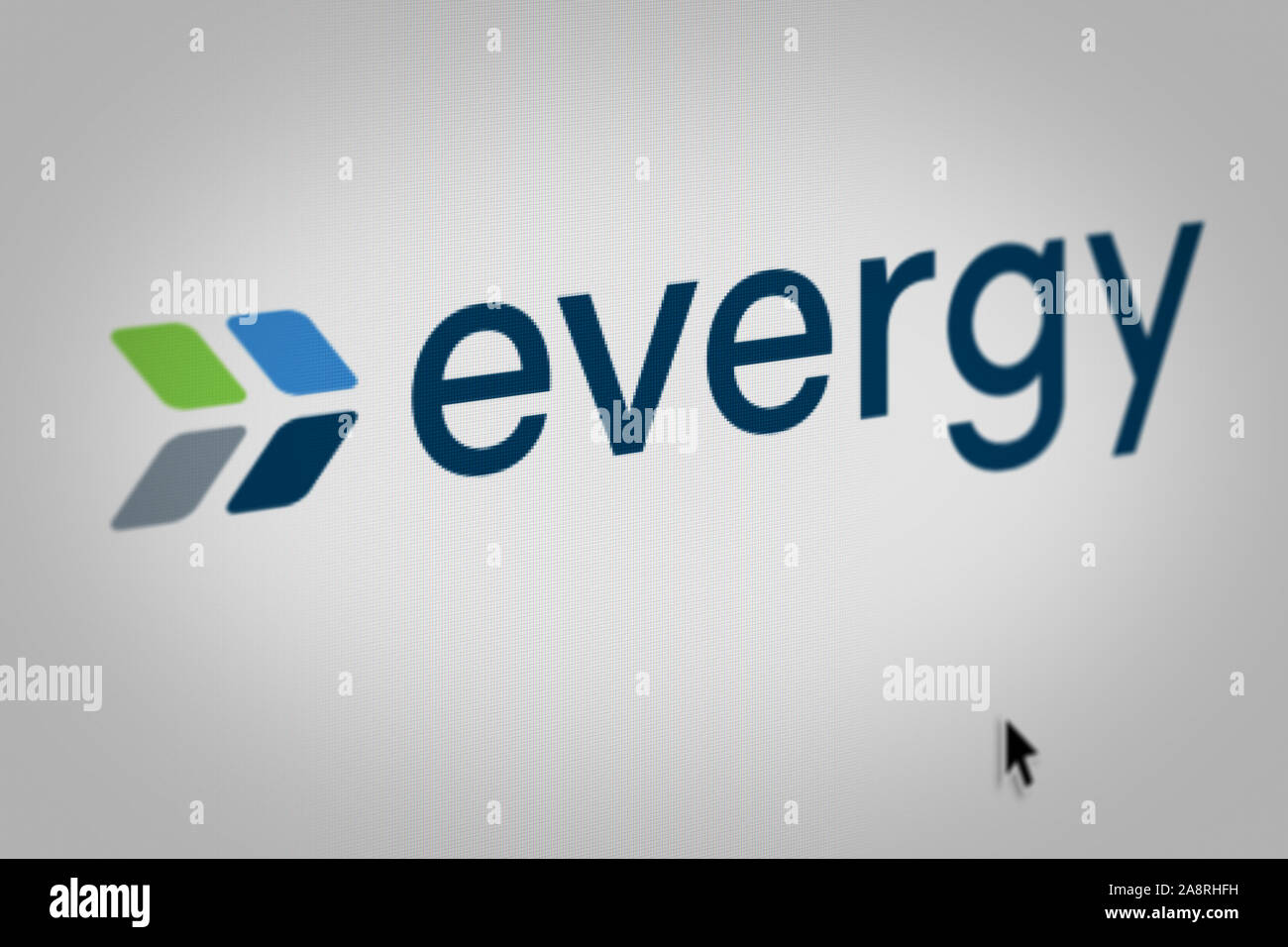 Logo of the public company Evergy displayed on a computer screen in ...