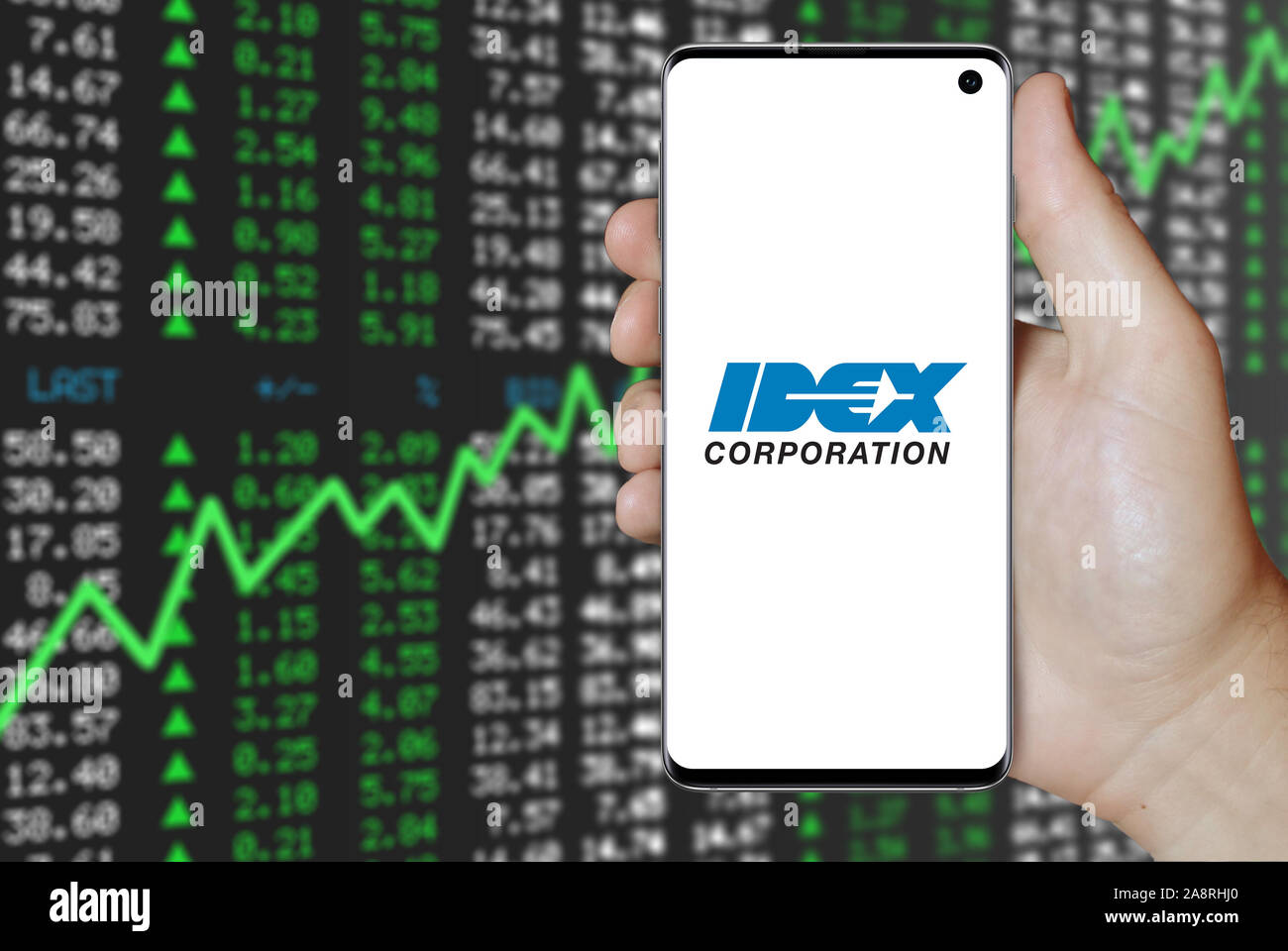 Logo of public company IDEX Corporation displayed on a smartphone ...