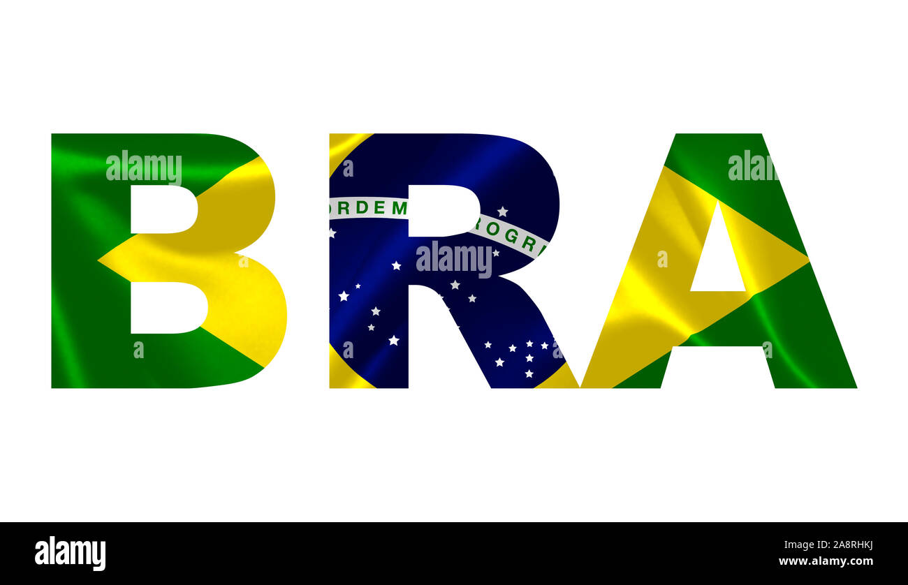 "BRA" Lettering Art over a Brazilian Flag Colours Stock Photo - Alamy