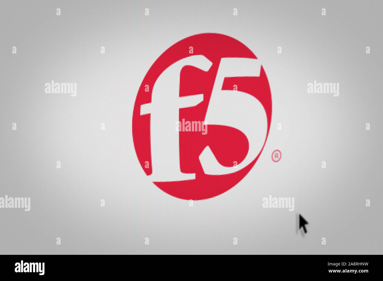 Logo of the public company F5 Networks displayed on a computer screen ...
