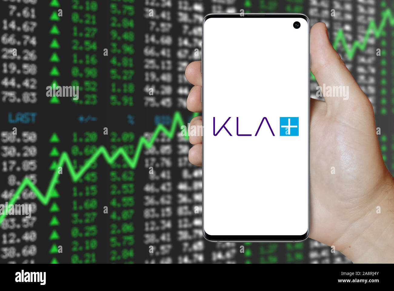 Logo of public company KLA Corporation displayed on a smartphone ...