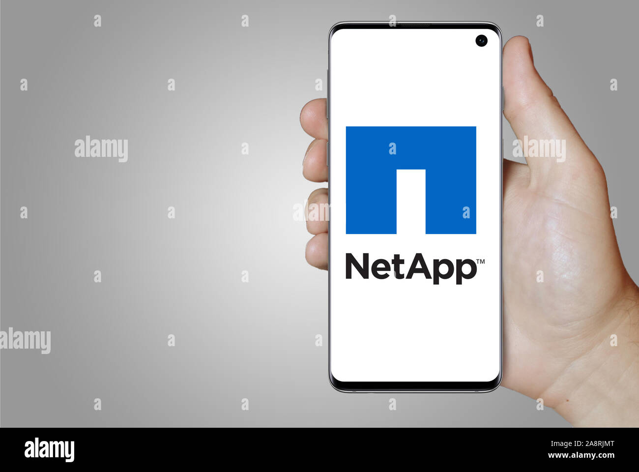 Logo of public company NetApp displayed on a smartphone. Grey ...