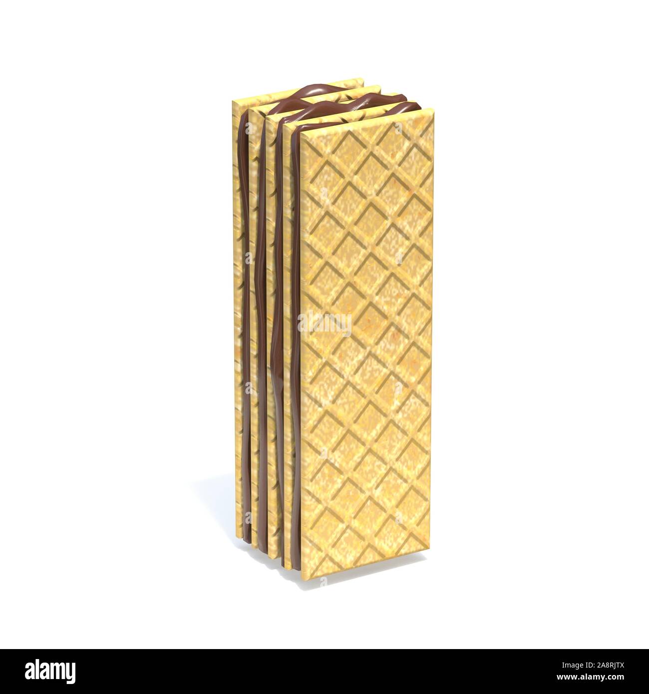 Waffles font with chocolate cream filling Letter I 3D rendering ...