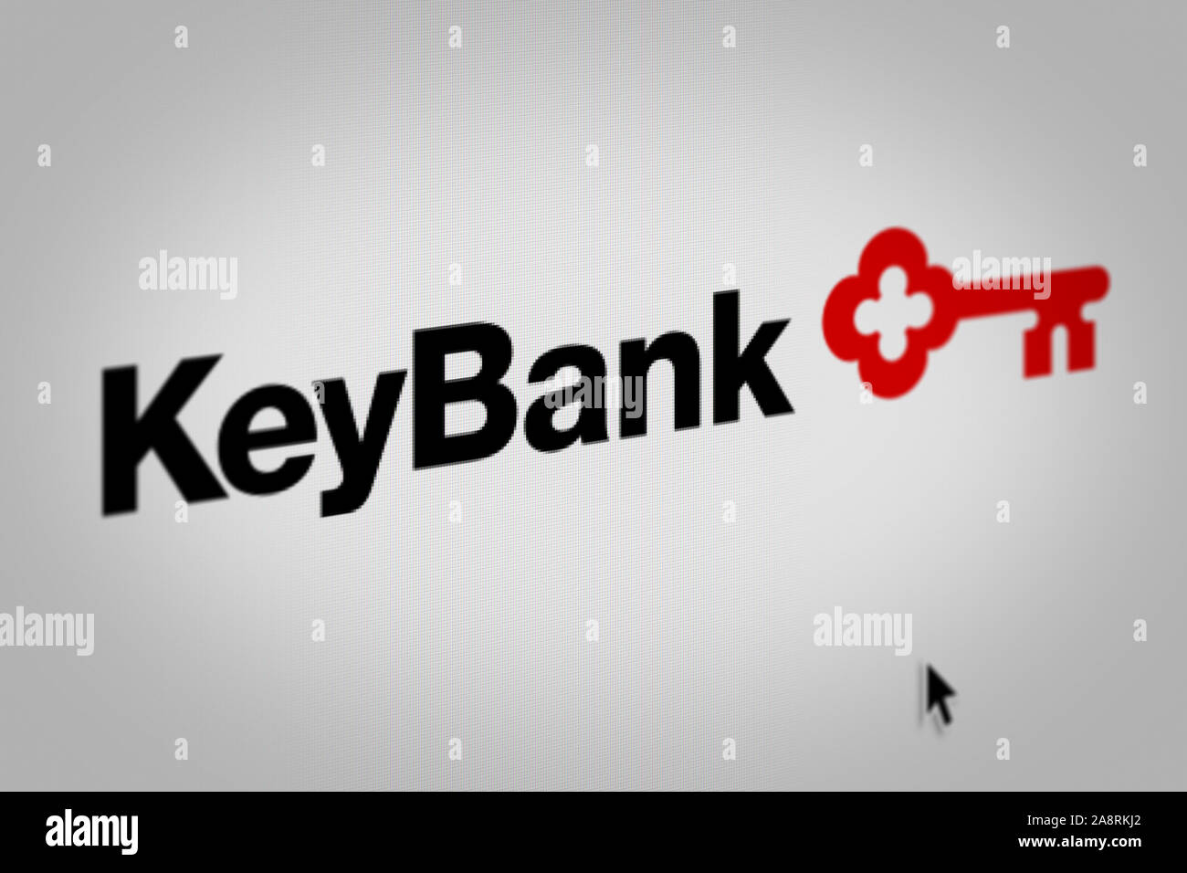Logo of the public company KeyCorp displayed on a computer screen in ...
