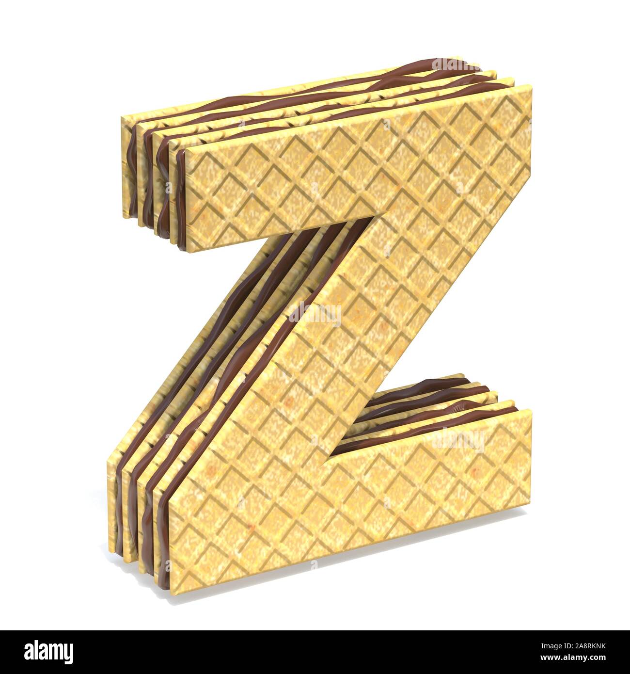 Waffles font with chocolate cream filling Letter Z 3D rendering ...