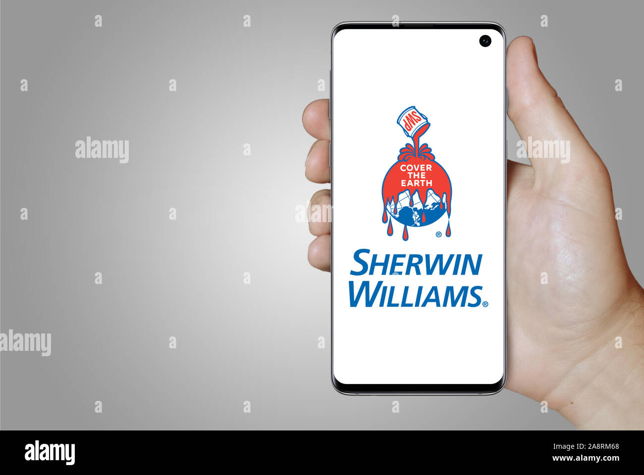 Logo of public company Sherwin-Williams displayed on a smartphone. Grey ...