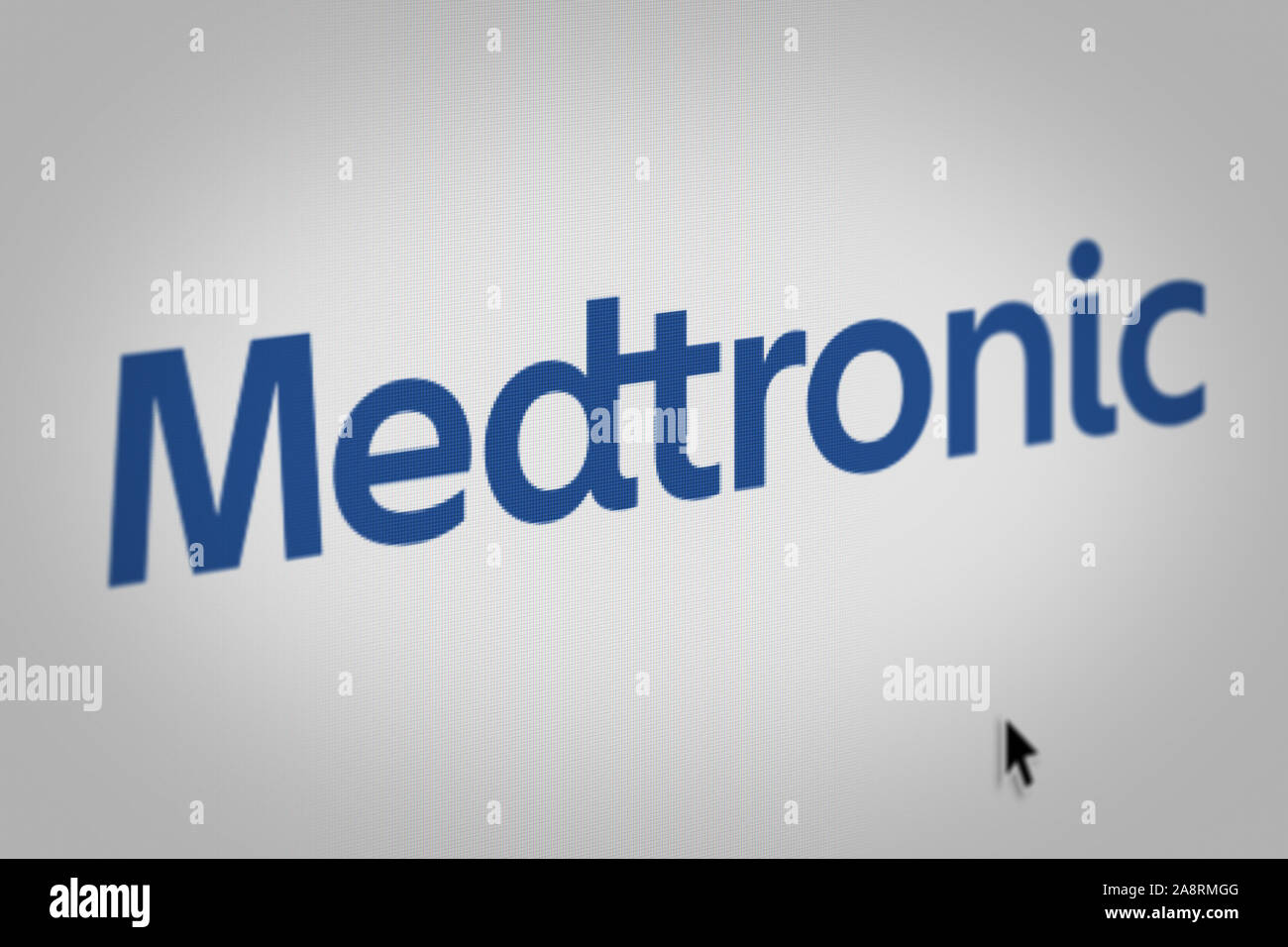 Logo of the public company Medtronic plc displayed on a computer screen ...