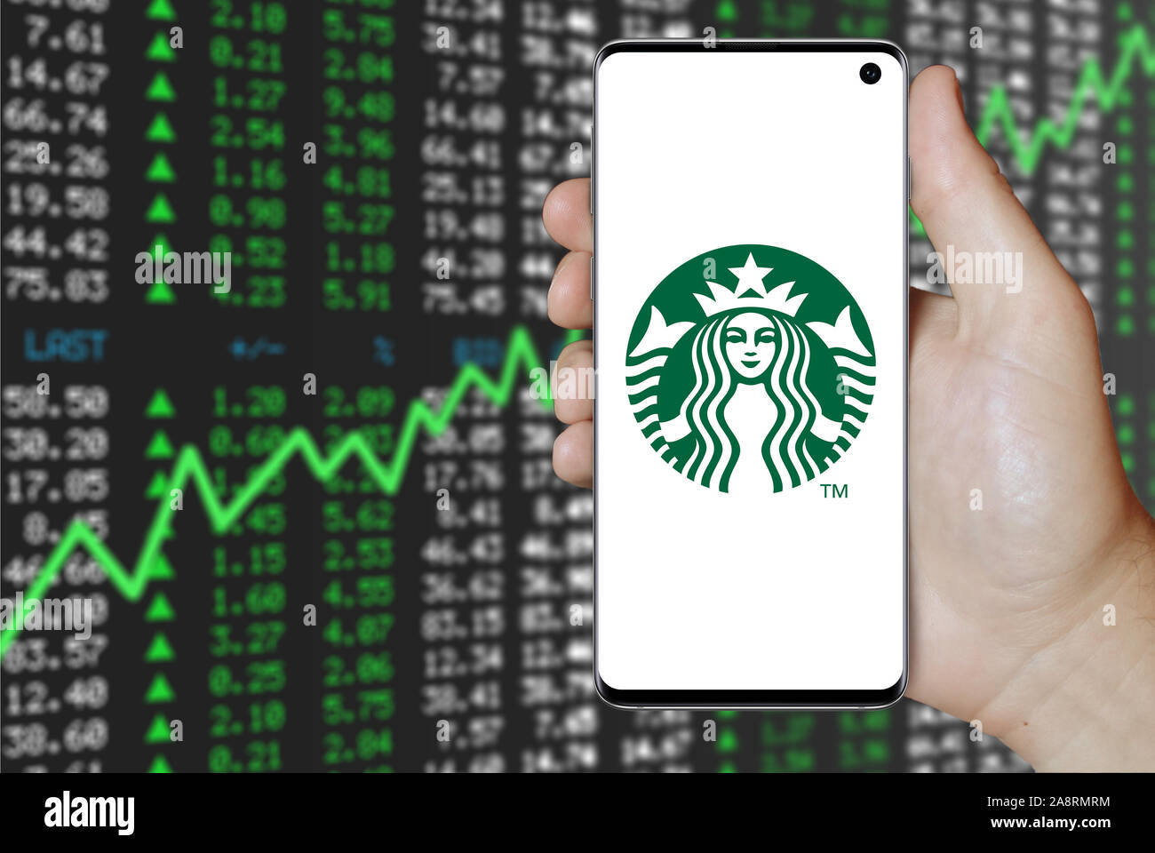 Logo of public company Starbucks Corp. displayed on a smartphone ...
