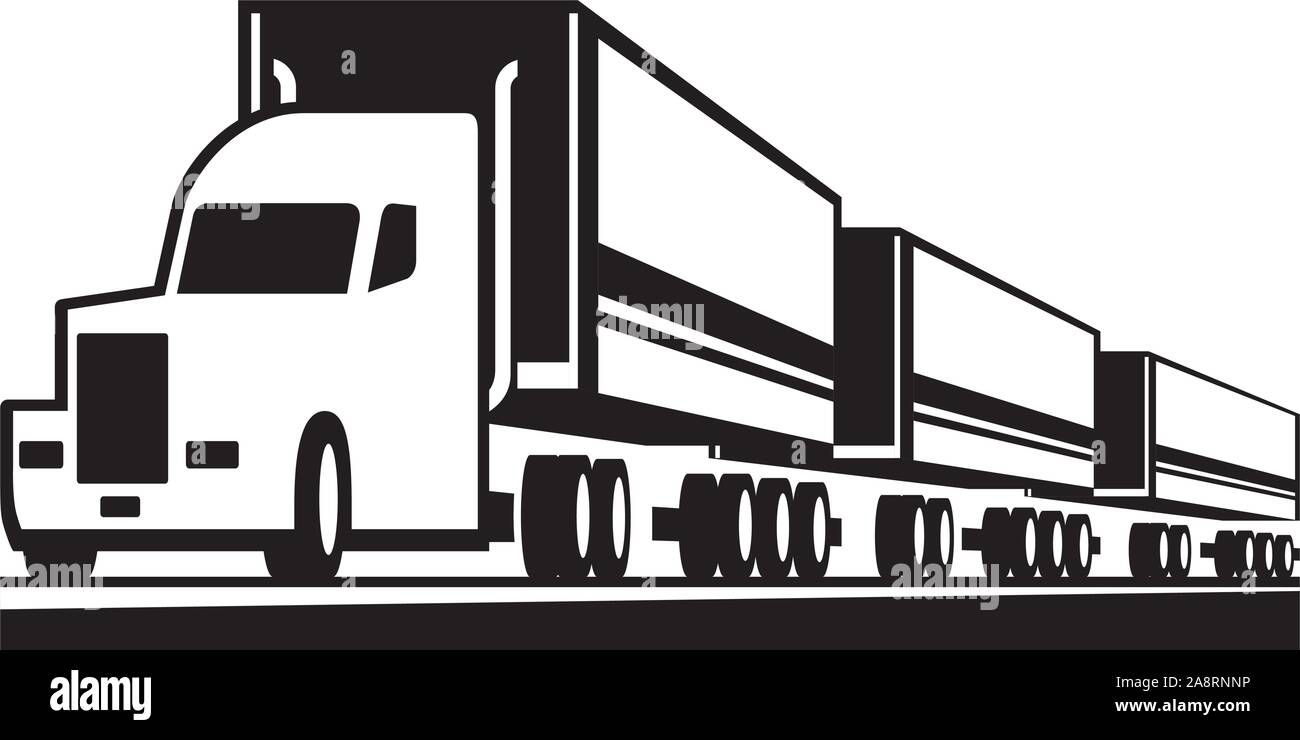 Truck train on tre road - vector illustration Stock Vector Image & Art ...