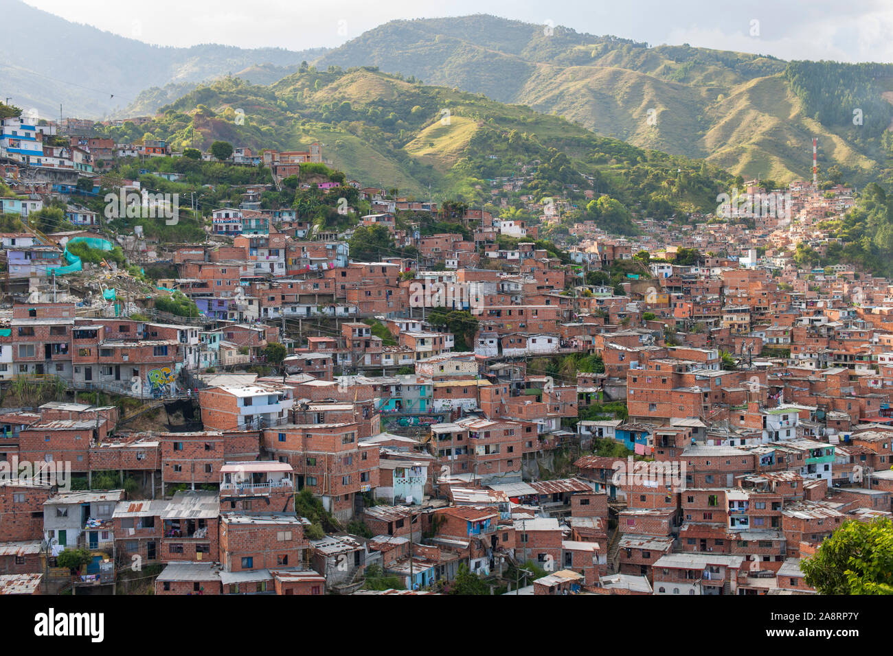 San Javier district, also known as Comuna 13, in Medellin, Colombia ...