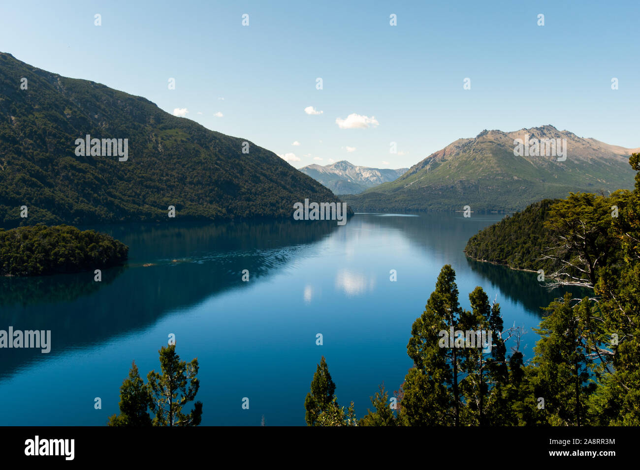 Landscape of lake and mountains in San Carlos de Bariloche, Argentina ...