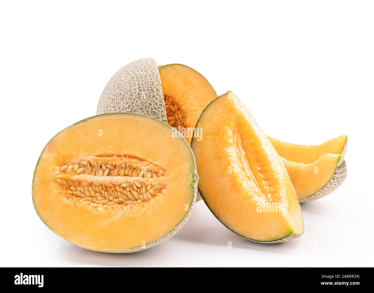 Beautiful tasty sliced juicy cantaloupe melon, muskmelon, rock melon ...